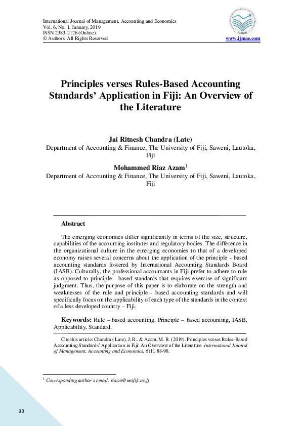 (PDF) Principles verses Rules-Based Accounting Standards’ Application ...