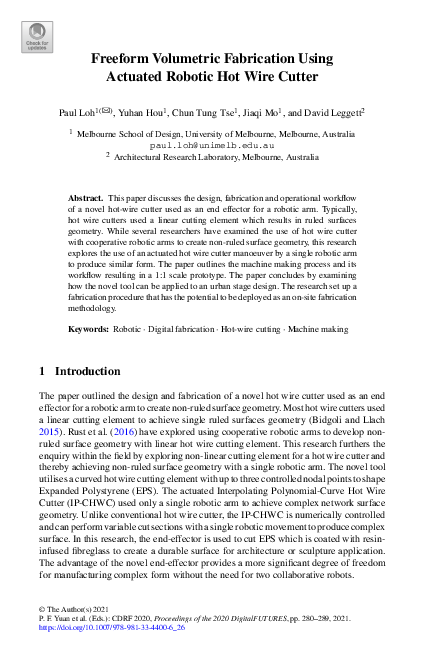 (PDF) Freeform Volumetric Fabrication Using Actuated Robotic Hot Wire Cutter