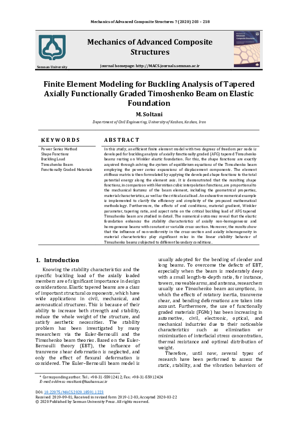 (PDF) Mechanics of Advanced Composite Structures | M. Azhari - Academia.edu