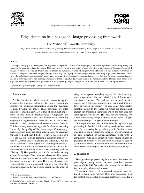 Pdf Edge Detection In A Hexagonal Image Processing Framework
