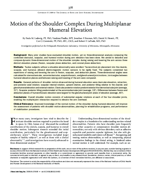 (PDF) Motion of the Shoulder Complex During Multiplanar Humeral Elevation
