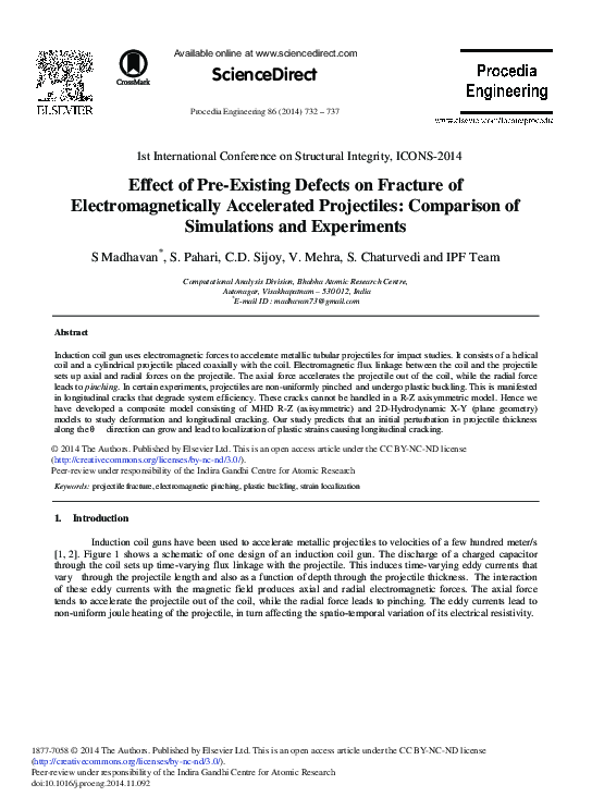 (PDF) Effect of Pre-Existing Defects on Fracture of Electromagnetically ...