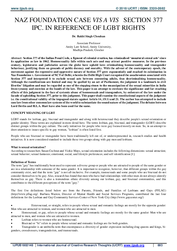 (PDF) Naz Foundation Case Vis a Vis Section 377 Ipc. In Reference of ...