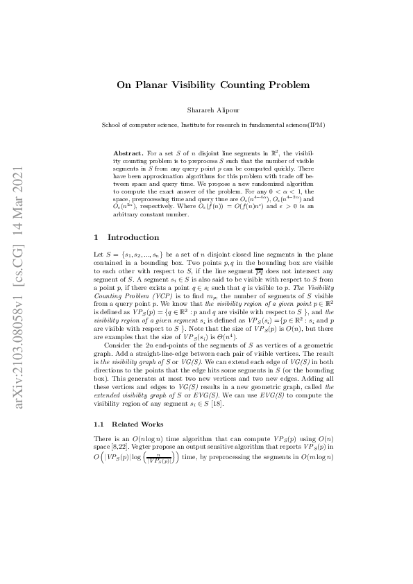 (PDF) On Planar Visibility Counting Problem