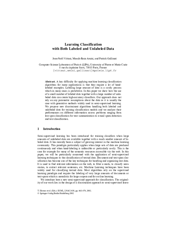(PDF) Learning Classification with Both Labeled and Unlabeled Data