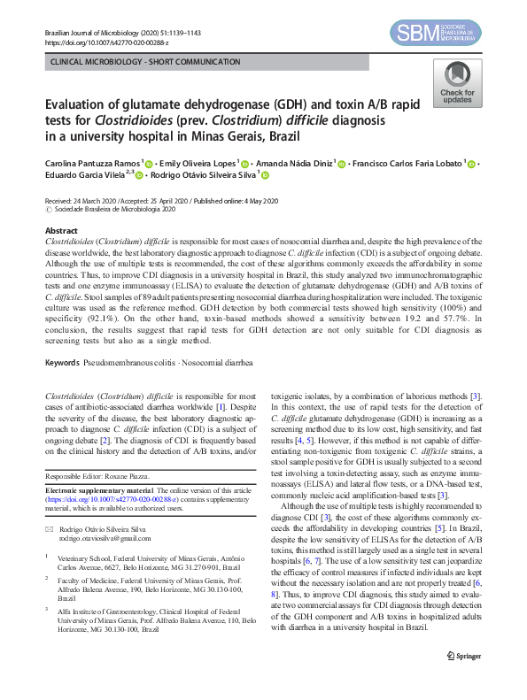 (PDF) Evaluation of glutamate dehydrogenase (GDH) and toxin A/B rapid ...