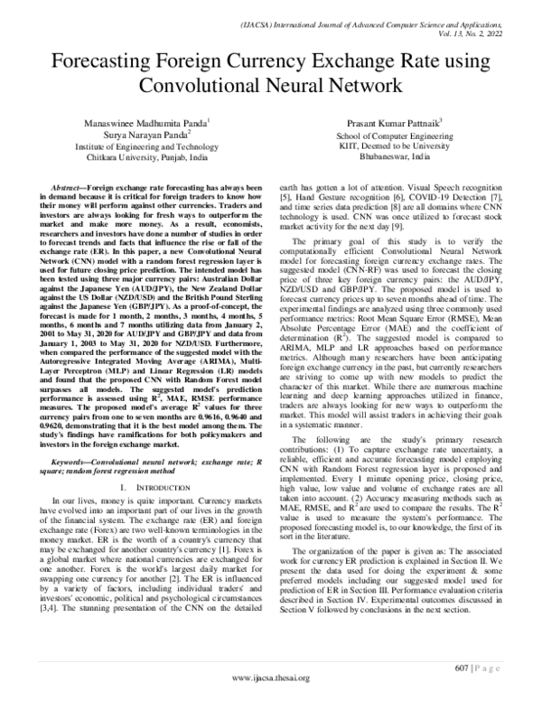 (PDF) Forecasting Foreign Currency Exchange Rate using Convolutional ...