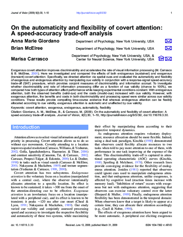 (PDF) On the automaticity and flexibility of covert attention