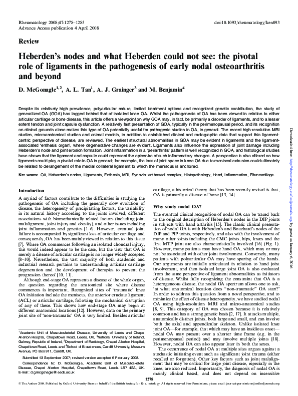 (PDF) Heberden's nodes and what Heberden could not see: the pivotal ...