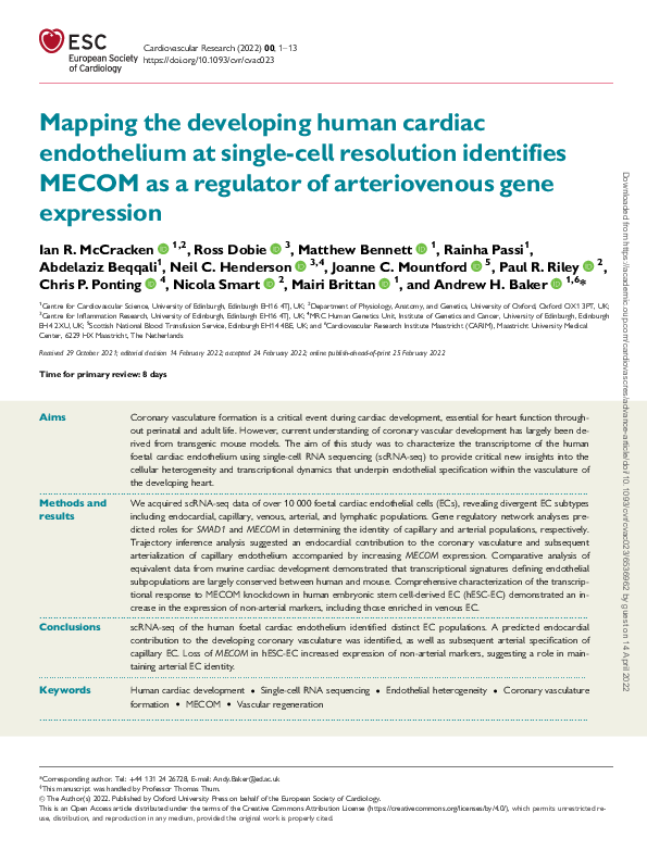 (PDF) Mapping the developing human cardiac endothelium at single cell ...