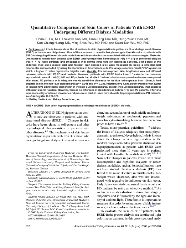 (PDF) Quantitative Comparison of Skin Colors in Patients With ESRD ...