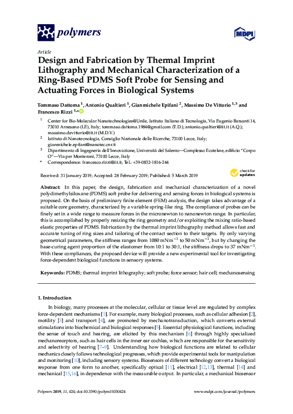 (PDF) Design and Fabrication by Thermal Imprint Lithography and ...