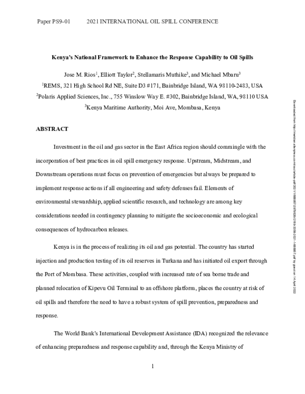 (PDF) Kenya's National Framework to Enhance the Response Capability to ...