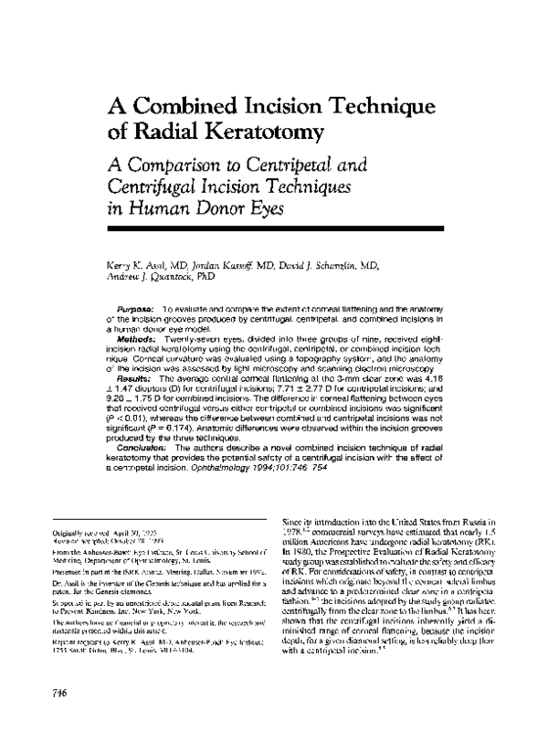 (PDF) A Combined Incision Technique of Radial Keratotomy