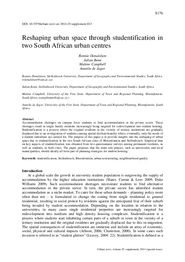 (PDF) Reshaping urban space through studentification in two South ...
