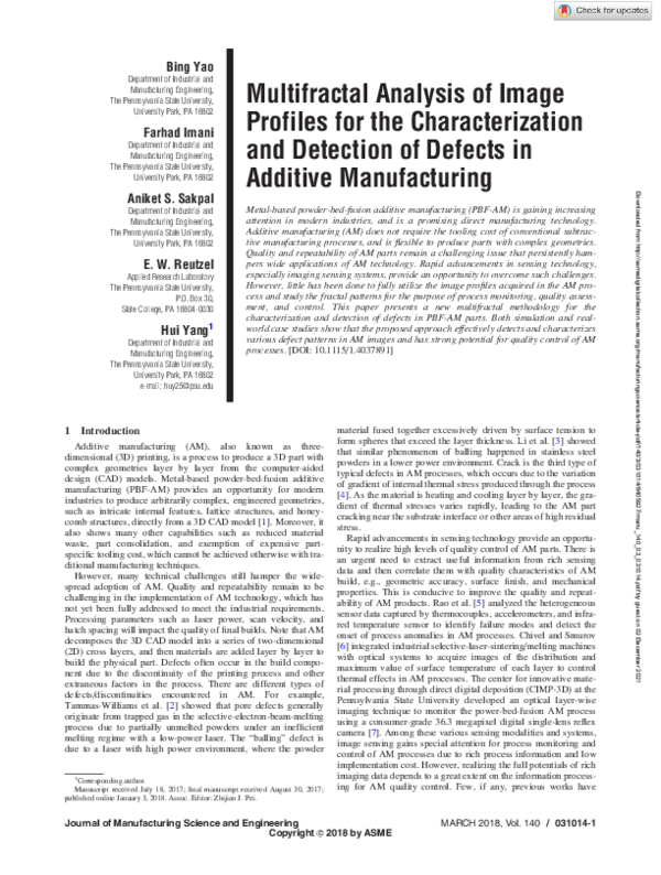 Pdf Multifractal Analysis Of Image Profiles For The Characterization And Detection Of Defects