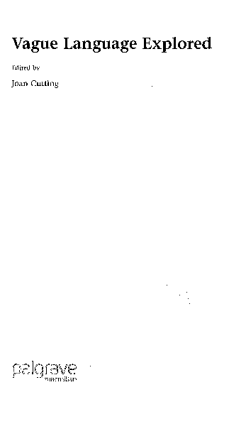 (PDF) Vague Language Explored