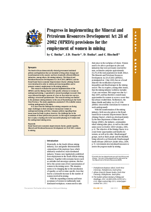 (PDF) Progress in implementing the Mineral and Petroleum Resources ...