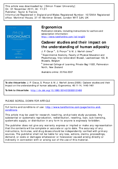 (PDF) Cadaver studies and their impact on the understanding of human ...