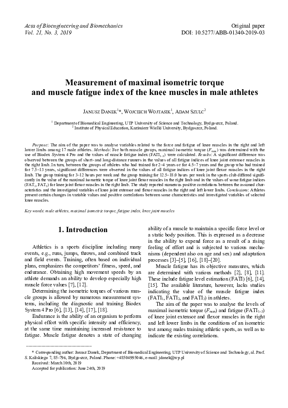 (PDF) Measurement of maximal isometric torque and muscle fatigue index ...