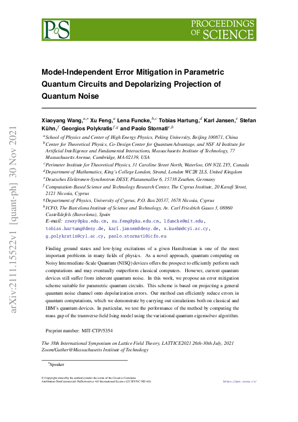 (PDF) Model-Independent Error Mitigation in Parametric Quantum Circuits and Depolarizing ...