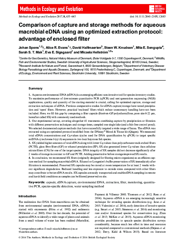(PDF) Comparison of capture and storage methods for aqueous macrobial ...
