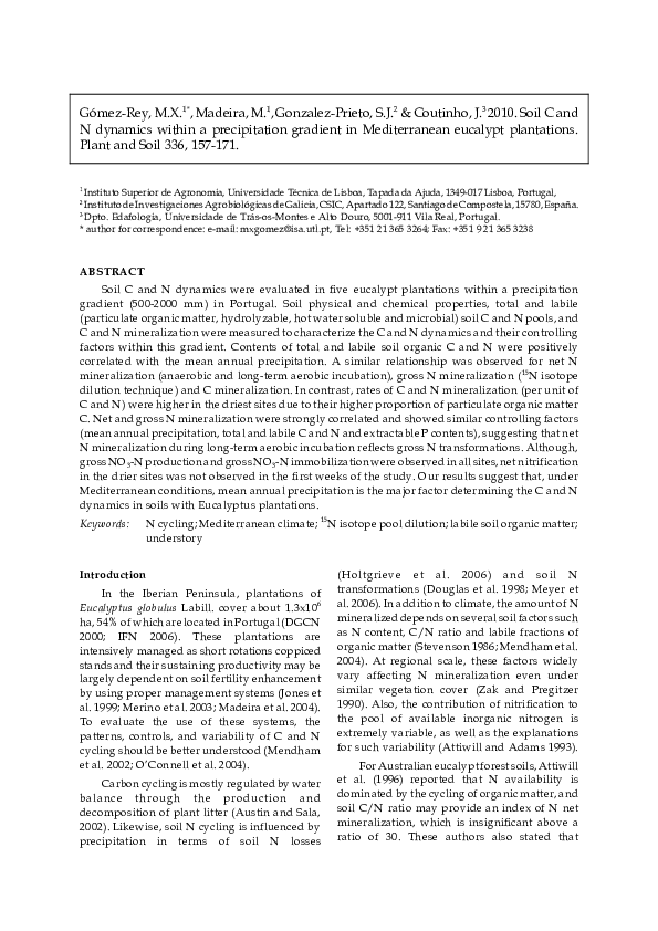 (PDF) Gomez Rey et al 2010 Plant Soil 336, 157-171