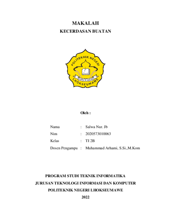 (PDF) Makalah Kercerdasan Buatan Menggunakan Bahasa Python