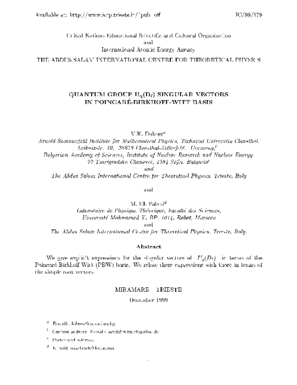 (PDF) THE ABDUS SALAM INTERNATIONAL CENTRE FOR THEORETICAL PHYSICS ...