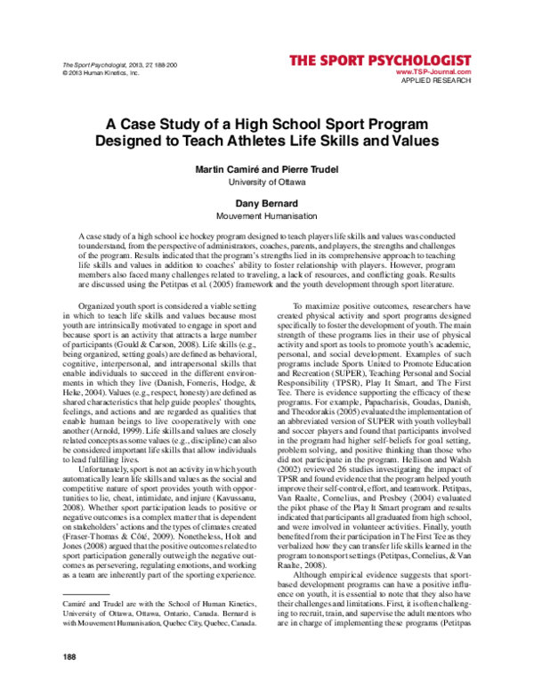 (PDF) A Case Study of a High School Sport Program Designed to Teach ...