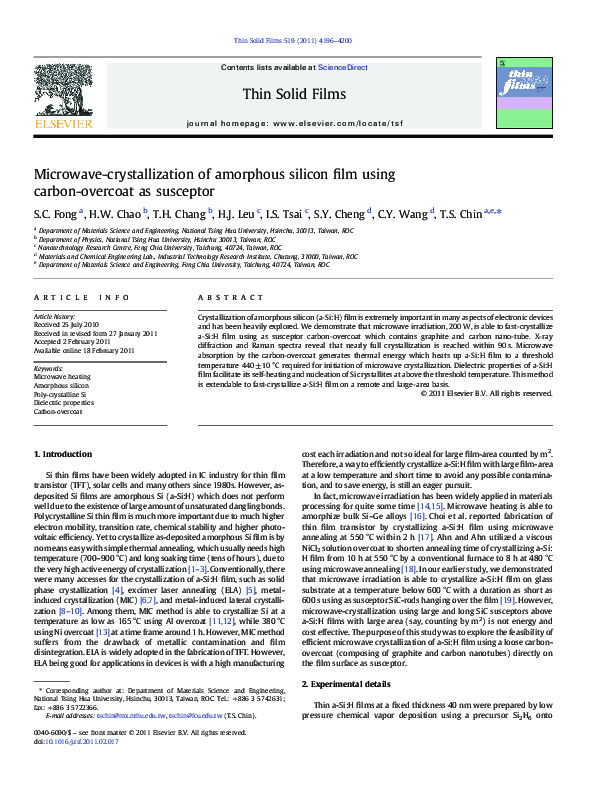 (PDF) Microwave-crystallization of amorphous silicon film using carbon ...