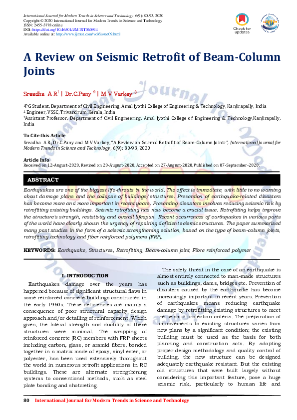 (PDF) A Review on Seismic Retrofit of Beam-Column Joints