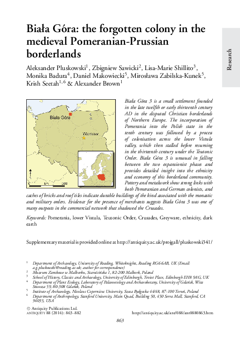 (PDF) Biała Góra: the forgotten colony in the medieval Pomeranian ...