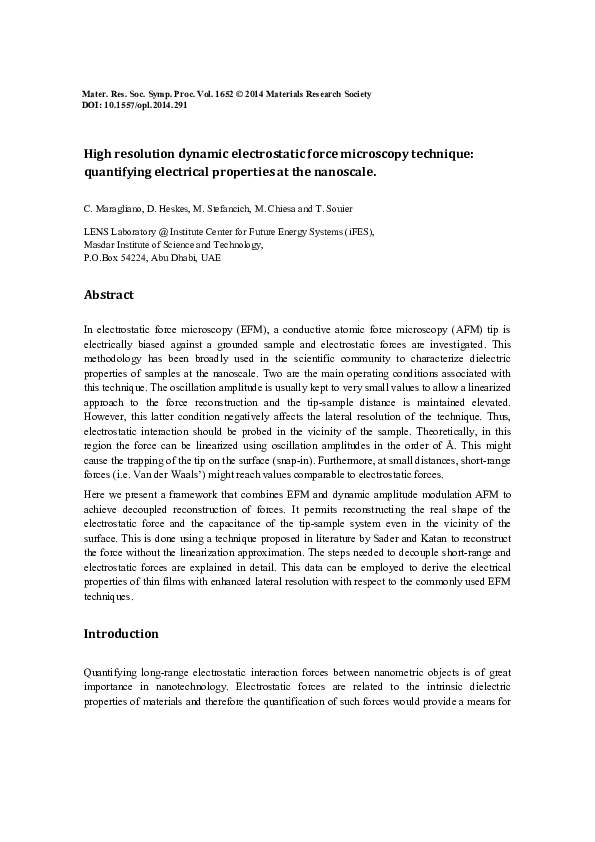(PDF) High resolution dynamic electrostatic force microscopy technique ...