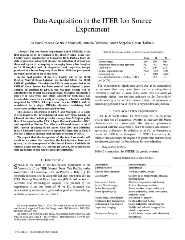 (PDF) Data Acquisition in the ITER Ion Source Experiment | Anton Soppelsa - Academia.edu