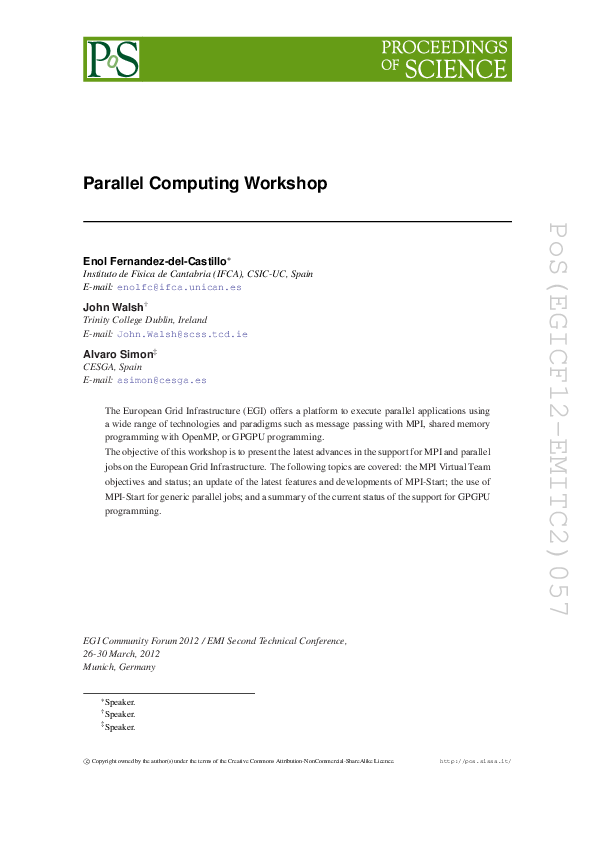 (PDF) Parallel Computing Workshop