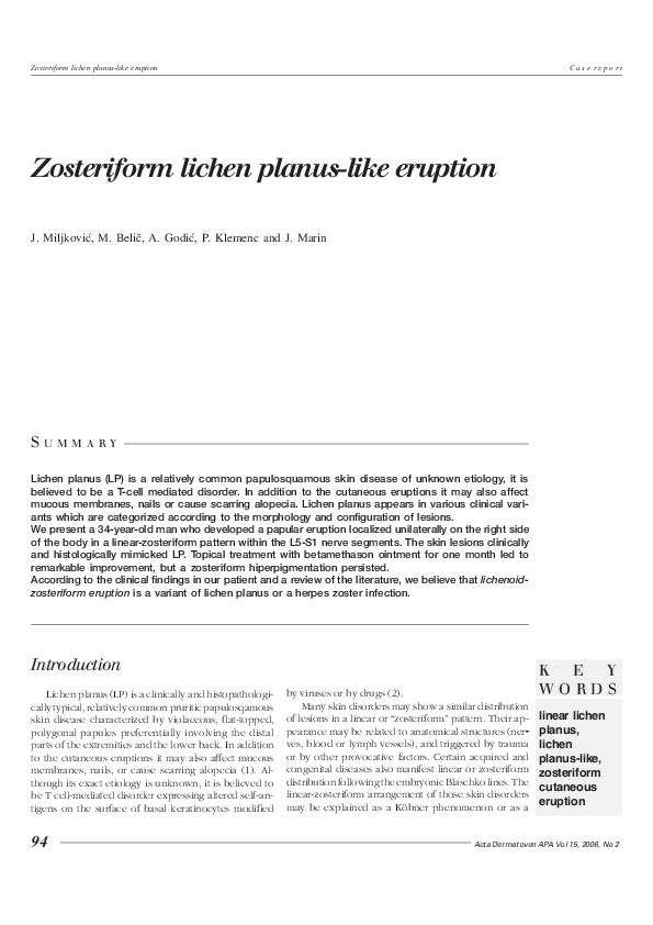 (PDF) Zosteriform lichen planus-like eruption