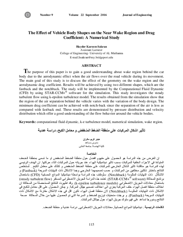 (PDF) The Effect of Vehicle Body Shapes on the Near Wake Region and ...