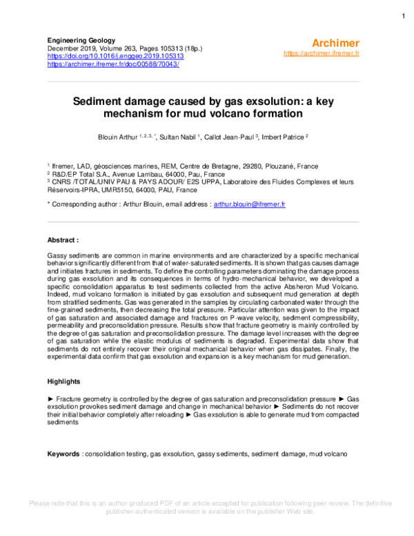 (PDF) Sediment damage caused by gas exsolution: a key mechanism for mud ...
