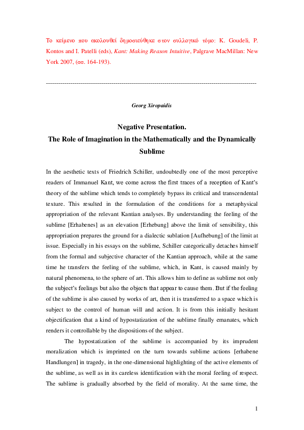 (PDF) The role of imagination in the sublime