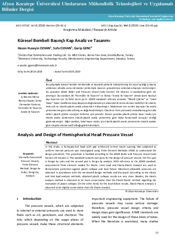 (PDF) Analysis and Design of Hemispherical Head Pressure Vessel