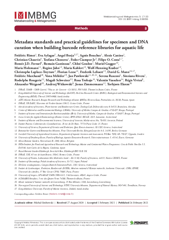 (PDF) Metadata standards and practical guidelines for specimen and DNA ...