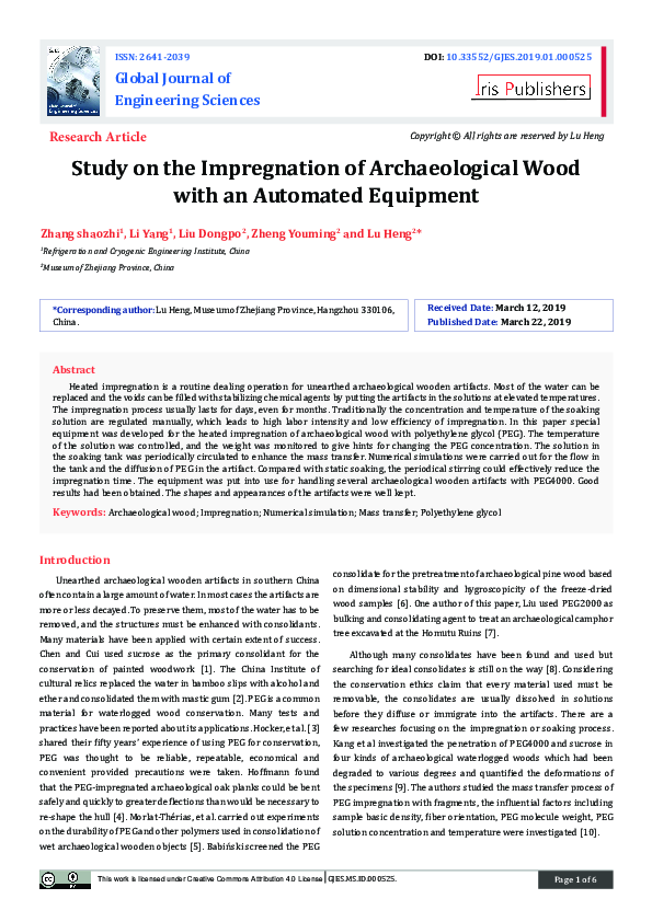(PDF) Study on the Impregnation of Archaeological Wood with an ...