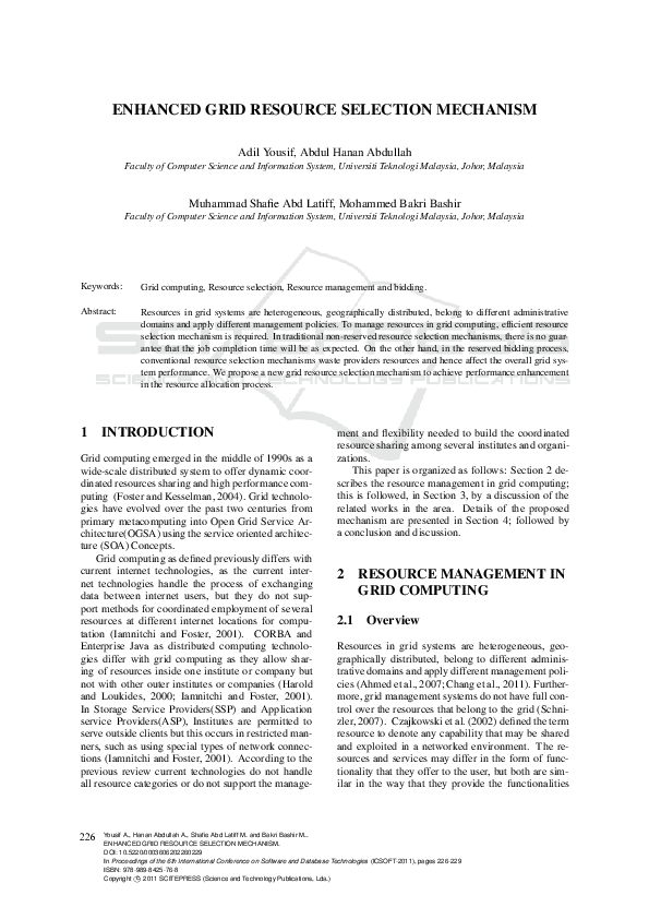 (PDF) Enhanced Grid Resource Selection Mechanism