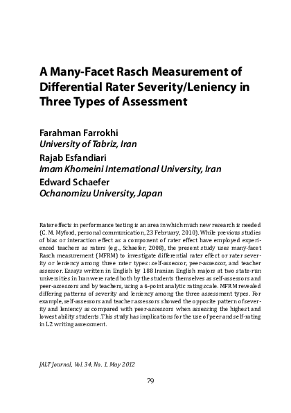 (PDF) A Many-Facet Rasch Measurement of Differential Rater Severity/Leniency in Three Types of ...