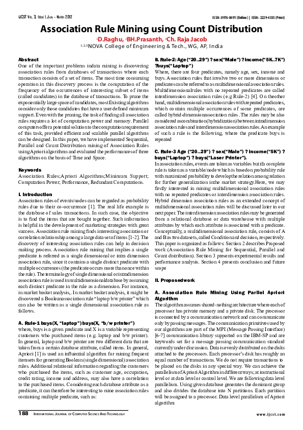 (PDF) Association Rule Mining using Count Distribution