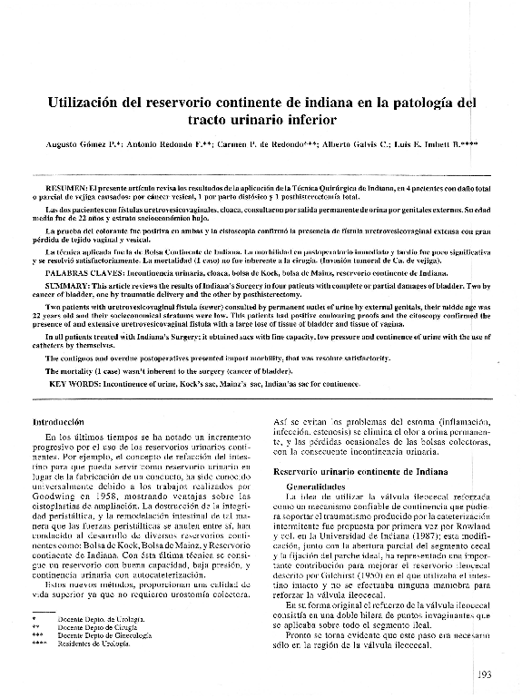 (PDF) Utilización del reservorio continente de indiana en la patología ...