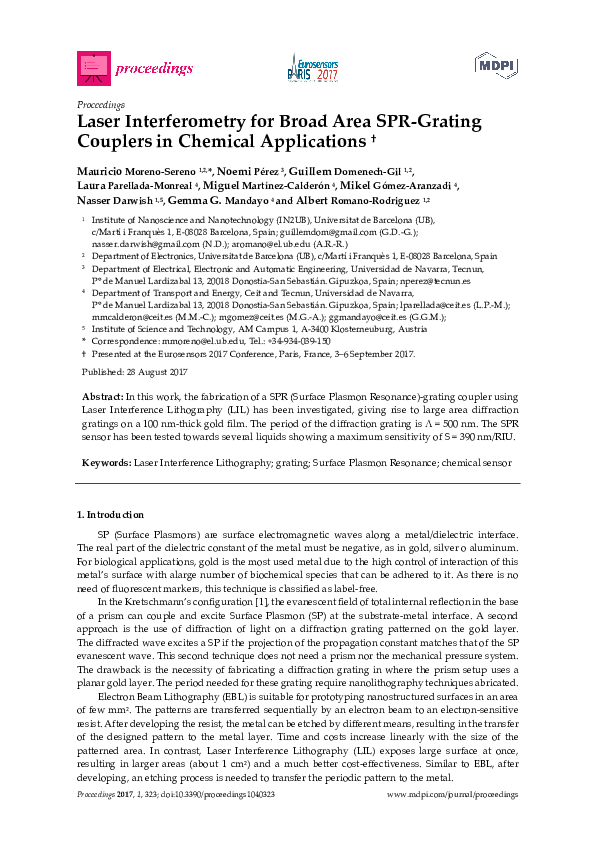 (PDF) Laser Interferometry for Broad Area SPR-Grating Couplers in ...