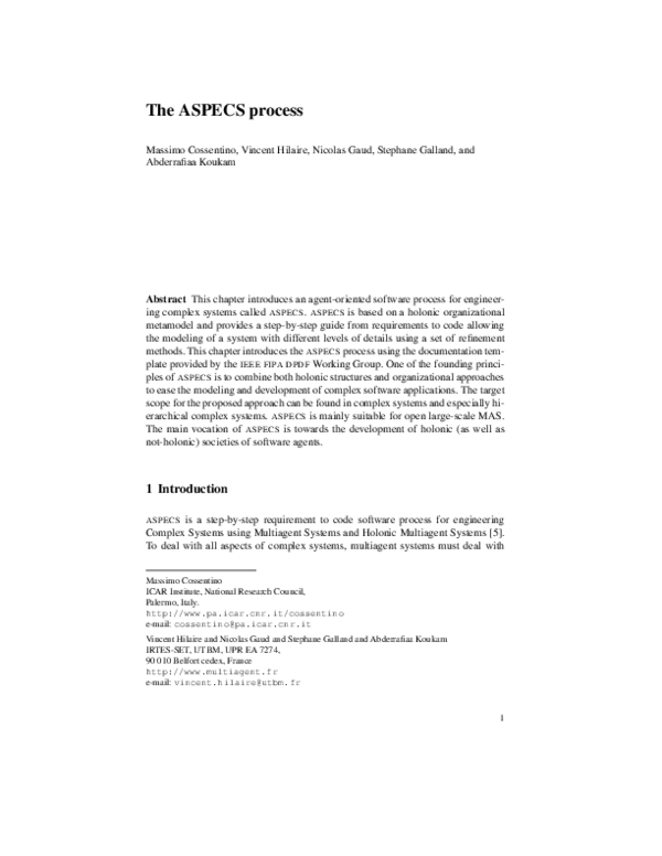 (PDF) The ASPECS Process | Vincent Hilaire - Academia.edu