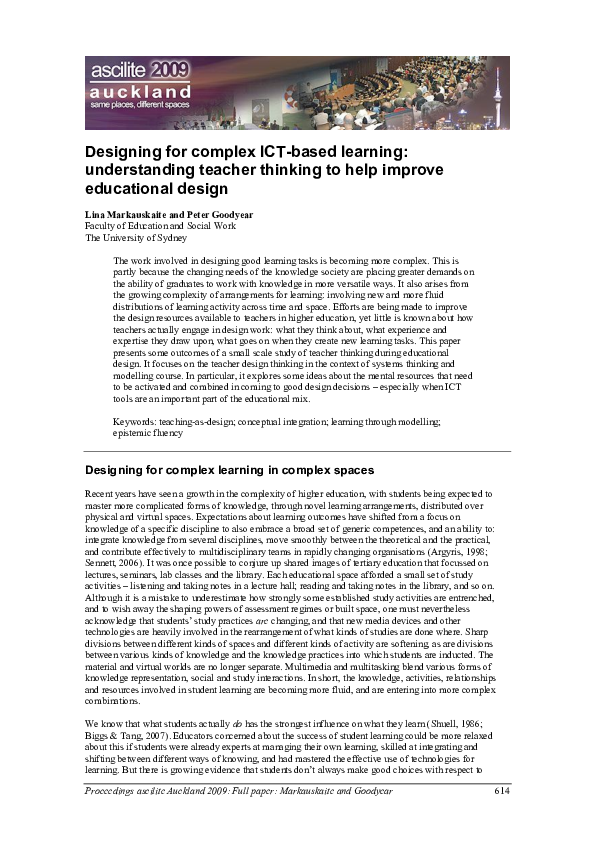 (PDF) Designing for complex ICT-based learning: Understanding teacher ...